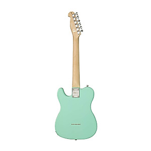 CNZ Audio TL Mini Electric Guitar - Surf Green Finish, White Pickguard, 3/4 Short Scale, 7/8 Size Guitar, 2 Single Coil Pickups, C Shaped Maple Neck, Natural Maple Fingerboard, Classic Look & Feel