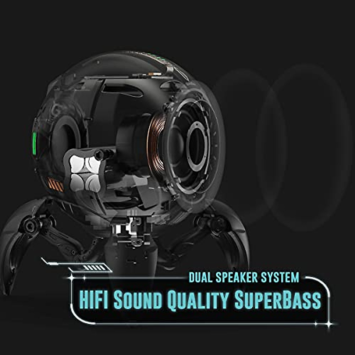 GravaStar Mars Pro Bluetooth Speaker,25W Loud Stereo Sound Wireless Portable Speakers with Futuristic Design, Up to 24H Playtime,TWS Pairing for Home/Party/Outdoor/Beach,Birthday Gift (Matte Black)