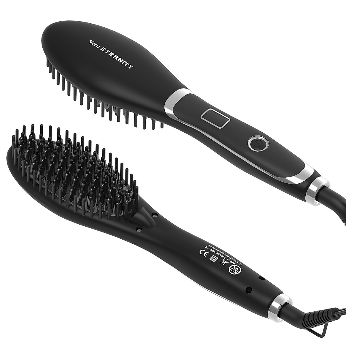 Veru ETERNITY Hair Straightener Brush, Hair Straightener Comb Straightening Brush for Women with 5 Temps 20s Fast Heating & Dual Voltage（Black）