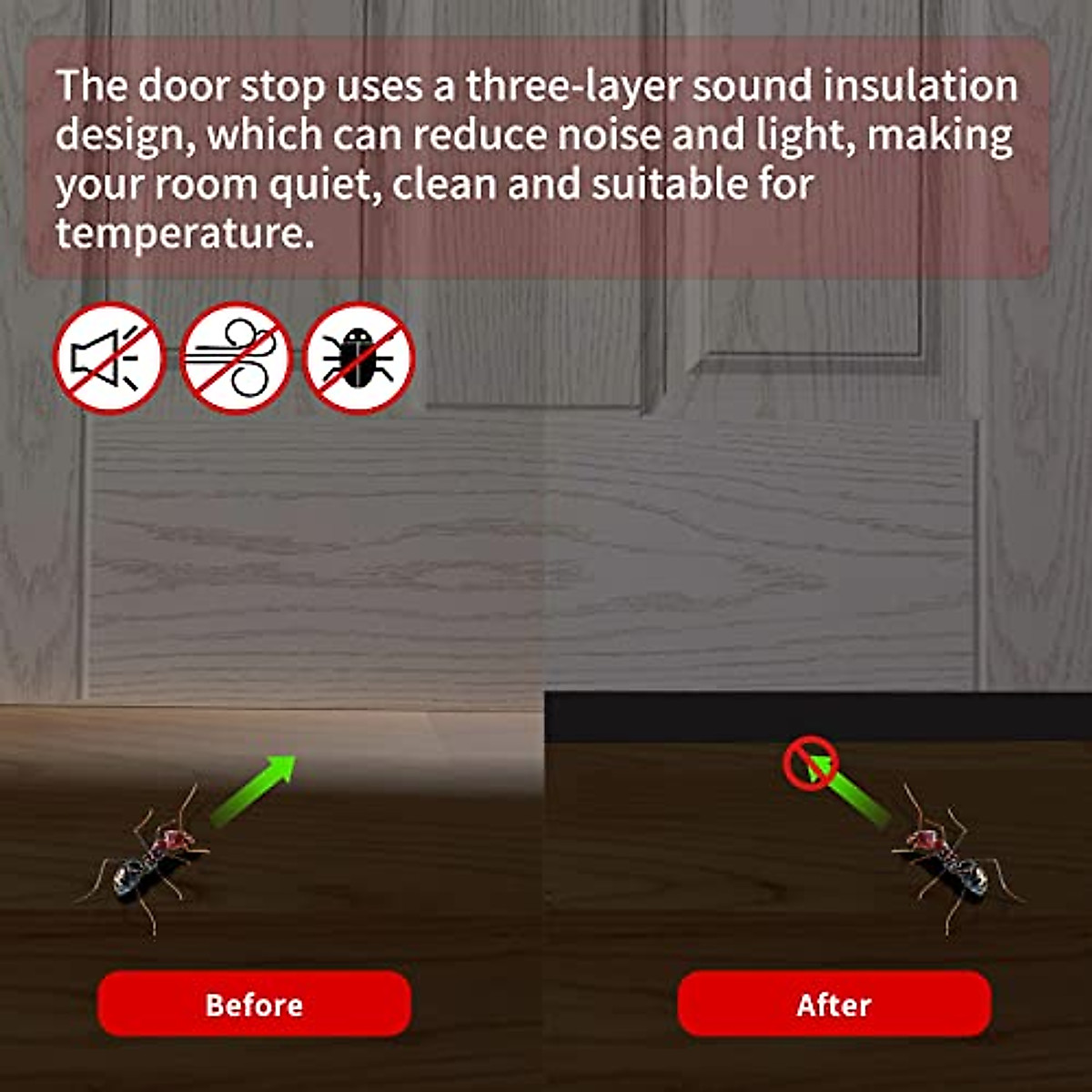 Door Draft Stopper, Cuttable Under Door Seal, Strong Adhesive Draft Stopper for Bottom of Door for Exterior/Interior Doors 39” Length (Black)