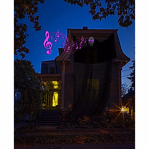 Moon Boat 13.94ft Halloween Ghost Hanging Activated Decorations with LED Light-up Purple Eyes&Voice, Scary Creepy Indoor Outdoor Decor(Batteries Not Included)