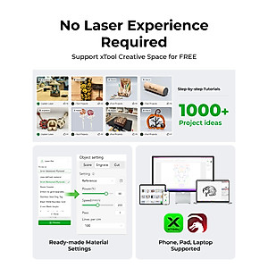 xTool S1 Laser Engraver and Cutter Machine, 23.93" x 15.16" Bed Size, Beginner-friendly, Class 1 Safety Laser Engravering Machine for Wood and Metal, Acrylic