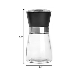 BlueSnail Manual Grips Glass Salt Pepper Grinder Seasoning Bottle (5.1", Black)