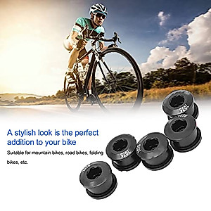 VBESTLIFE Bike Chainring Bolts Kit, 5Pcs 7075 Aluminum Alloy Ultra Light Single Chainring Bolts for Road Mountain Bike(Black)