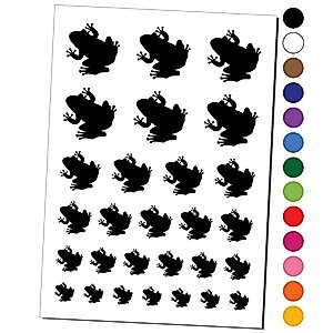 Rainforest Tree Frog Solid Temporary Tattoo Water Resistant Fake Body Art Set Collection - Black (One Sheet)