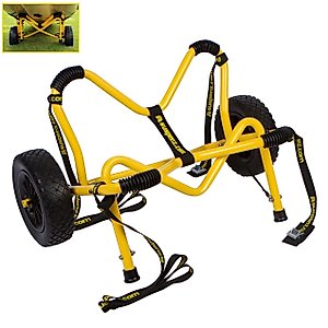 Suspenz Kayak Trailer Cart, Heavy Duty Deep-V Trolley Carrier with Airless Wheels for Kayaks and Canoes, Yellow (22-6700)