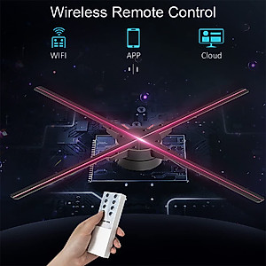 WISVANAI 3D Hologram Advertising Display Fan 20.5inch, WiFi, Bluetooth Speaker Added Hologram Fan with 1600 x 576 High Resolution 576 LED Beads