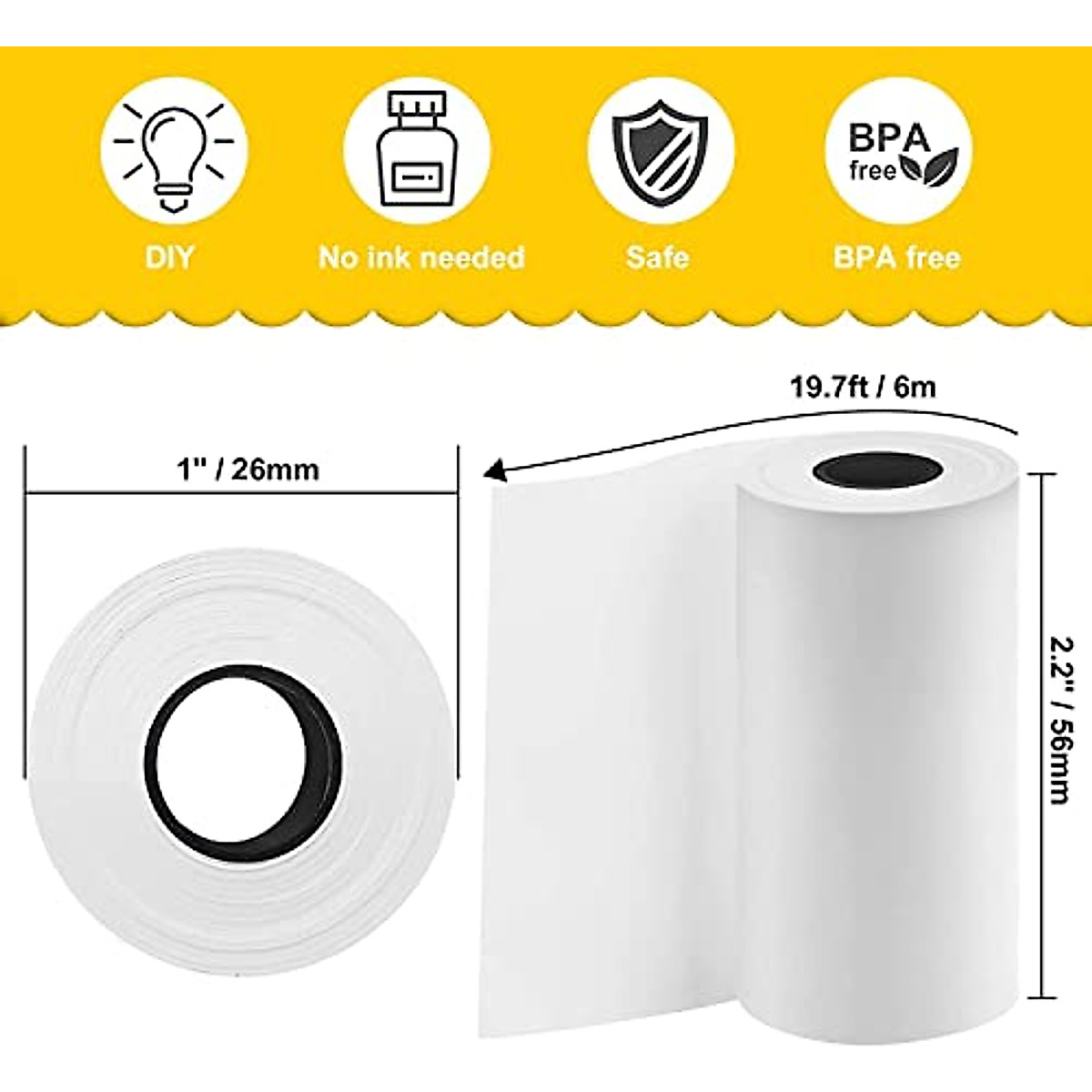 10 Rolls Camera Paper for Kidizoom Print Camera Paper Refill, 2.2x1 Inch BPA Free Kids Camera Paper Compatible with MINIBEAR/VTech/Dragon Touch Camera Refill Paper for Most Kids Instant Camera