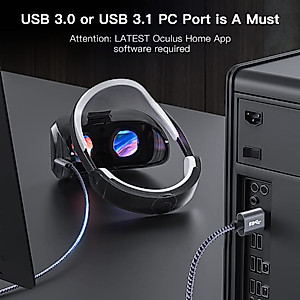 ELECTOP 20FT/6M Link Cable for Oculus Quest 2/ Quest 1, USB C 3.2 Gen1/ 5Gbps for Oculus Quest 2 Link Cable, Fast Charging & PC Data Transfer, Compatible for Oculus Quest Headset and Gaming PC