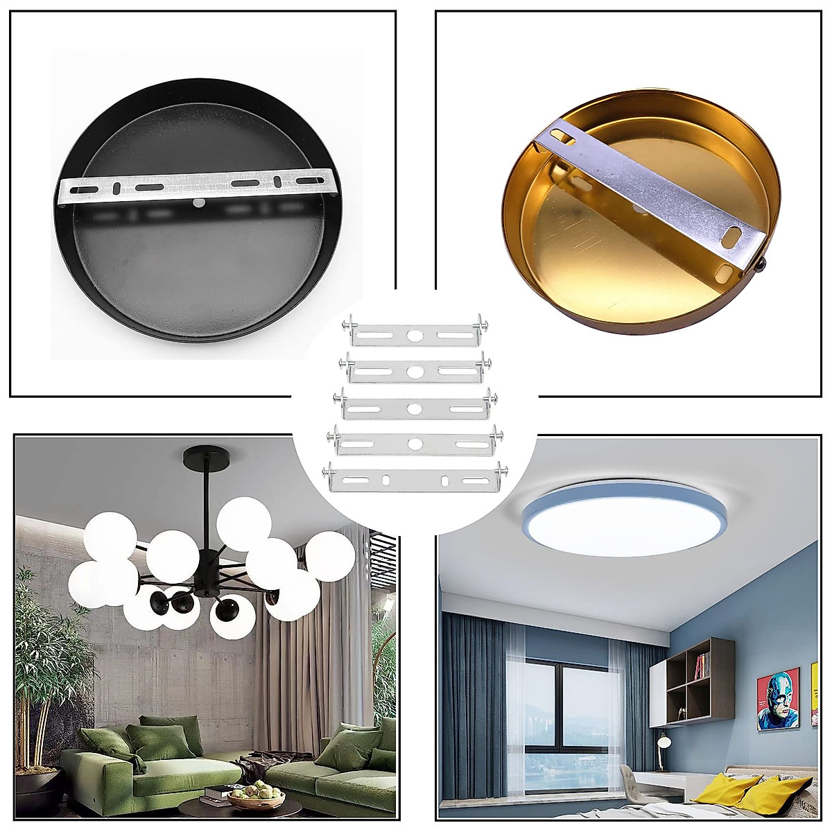 Rrina 4Pcs 4.53in/115mm Light Fixture Mounting Bracket for Pendant Lamps Wall Lamps Ceiling Chandelier(4.53in/115mm)