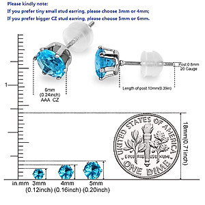 12 Pairs Stainless Steel CZ Stud Earrings for Women, Brilliant Cut Round Cubic Zirconia Stud Earrings, Birthstone Stud Earrings Set 3mm