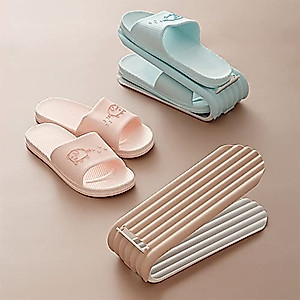 KJGKV Shoe Slots Organizer for Closet Organization Adjustable Shoe Stacker Space Saver Double Layer Shoe Rack Organizer Holder Organization,Dark Blue