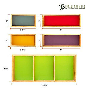 Totally Bamboo 5-Piece Organization & Storage Box Set, Great for Desk, Drawer, Bathroom, Makeup or Kitchen Storage