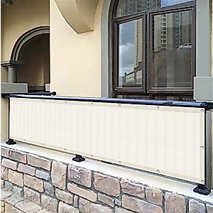 WUZMING Balcony Privacy Protection Windshield Sun Protection UV Protection Reinforced Buttonholes, HDPE Weather Resistant, with Rope and Cable Tie (Color : White, Size : 65x400cm)