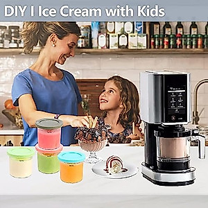 EVANEM 2/4/6PCS Creami Deluxe Pints, for Ninja Creami,16 OZ Pint Ice Cream Containers Airtight and Leaf-Proof for NC301 NC300 NC299AM Series Ice Cream Maker,Pink+Gray-2PCS
