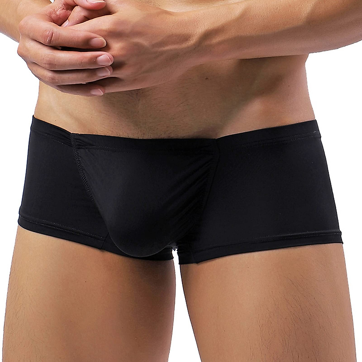 Faringoto Men's Shorts Men Gay Underwear Ice Silk Breathable Slip Boxershorts Black