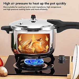 Stainless Steel Pressure Cooker, Multifunctional with Safety Valve, 80KPA, Handle, Cooking Pot for Fast Efficient Cooking (2L)