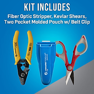 Jonard Tools TK-350 Fiber Optic Stripper & Kevlar Shears Kit – Featuring Molded Pouch to Securely Hold 3 Hole Fiber Stripper and Kevlar Cutting Shears – Ideal for Fiber Technicians