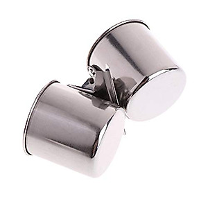 Tzou 2 Pack Bird Feeding Dish Cups,Stainless Steel Food Water Feeding Cup with Clip Bird Cage Water Bowl for Bird Parrot Cage Stand Supplies Single