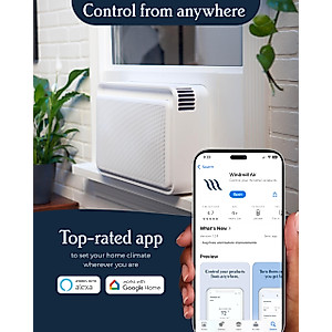 Windmill Air Conditioner: Smart Home AC - Easy to Install - Quiet - Energy Star Efficient - Side Insulation - Auto-Dimming LED Display - App and Voice-Enabled - 8,300 BTU