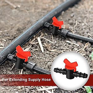 34 Pieces Drip Irrigation Fitting Kit 1/2 Inch Tubing Set, 2 Switch, 8 Tee, 8 Coupling, 8 Elbow and 8 End Cap Plastic Plug, Drip Irrigation Barbed Connector for Compatible Drip or Sprinkler System