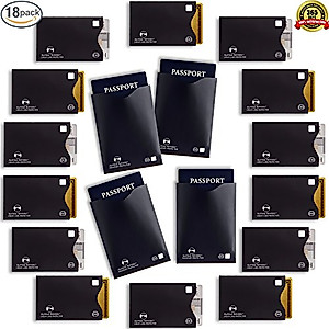 18 RFID Blocking Sleeves (14 Credit Card Holders & 4 Passport Protectors) Ultimate Premium Identity Theft Protection Sleeve Set for Men & Women. Smart Slim Design perfectly fits Wallet/Purse