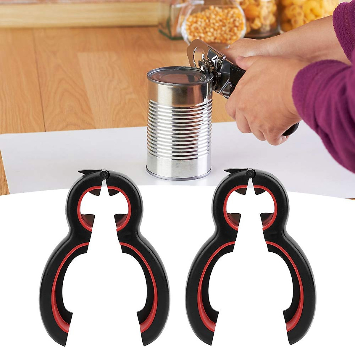 Cyrank Jar Opener Bottle Opener 2pcs, Multifunctional Can Opener Bottle Opener for Senior with Silicone Handle Arthritis Jar Opener Kitchen Tools