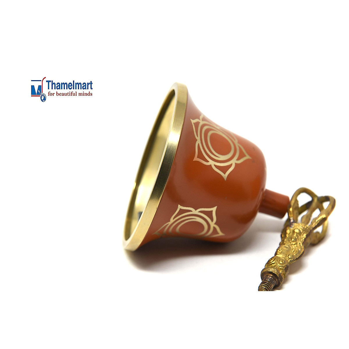 Tibetan Buddhist Meditation Bell Chakra Color - Bell of Enlightenment from Nepal 8 Inches Including free Box … (ORANGE)