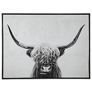 Signature Design by Ashley Pancho Modern Framed Cow Canvas Wall Art, 48 x 36, Black & White