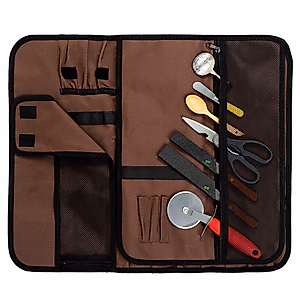 EVERPRIDE Chef Knife Roll PLUS Knife Guard Set (6-Piece Set) Bundle – Knife Bag Holds 10 Knives, Meat Cleaver and Kitchen Tools – Felt-Lined and BPA Free Knife Sheath Set – Knives Not Included