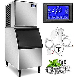 VEVOR 110V Commercial Ice Maker 550LBS/24H, 350LBS Large Storage Bin, ETL Approved, Clear Cube, Advanced LCD Panel, SECOP Compressor, Air Cooled, Quiet Operation, Include Scoop & Premium Water Filter