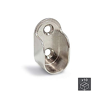 Emuca 7060807 Lateral Support for Oval Wardrobe Hanging Rod, Nickel-Plated, Set of 10 Pieces