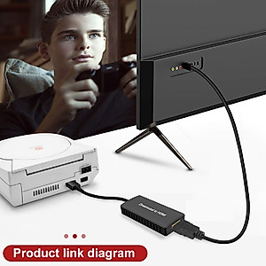 Sega Dreamcast to HDMI Converter, Supports 4:3/16:9 Switch, Plug and Play HDMI Converter for Sega Dreamcast, HD Link Cable for Sega Dreamcast(Sega DC)