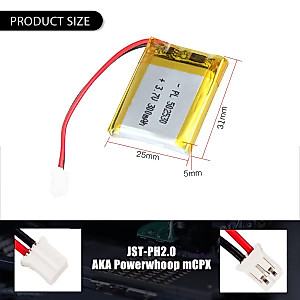 YDL 3.7V 300mAh 502530 Lipo battery Rechargeable Lithium Polymer ion Battery Pack with PH2.0mm JST Connector