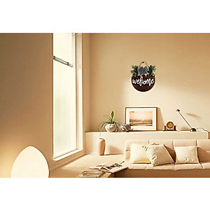 Sokomurg Rustic Round Wood Wreaths Wall Hanging Outdoor, Farmhouse, Porch, Seasonal Welcome Sign Front Door Decoration, for Spring Summer Fall All Seasons Holiday Halloween Christmas 12 In(30 cm)