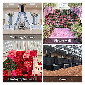 Hecis Pipe and Drape, Portable Pipe and Drape Backdrop Stand with Crossbar, Adjustable Pipe and Drape Backdrop Kit for Event， Party, Trade Shows and Wedding Decor, 10FTX10FT Double Crossbar