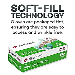 Dealmed Vinyl Exam Gloves – 100 ct. Medium Medical Gloves, Disposable Gloves, Non-Irritating Latex Free Gloves for a First Aid Kit and Medical Facilities