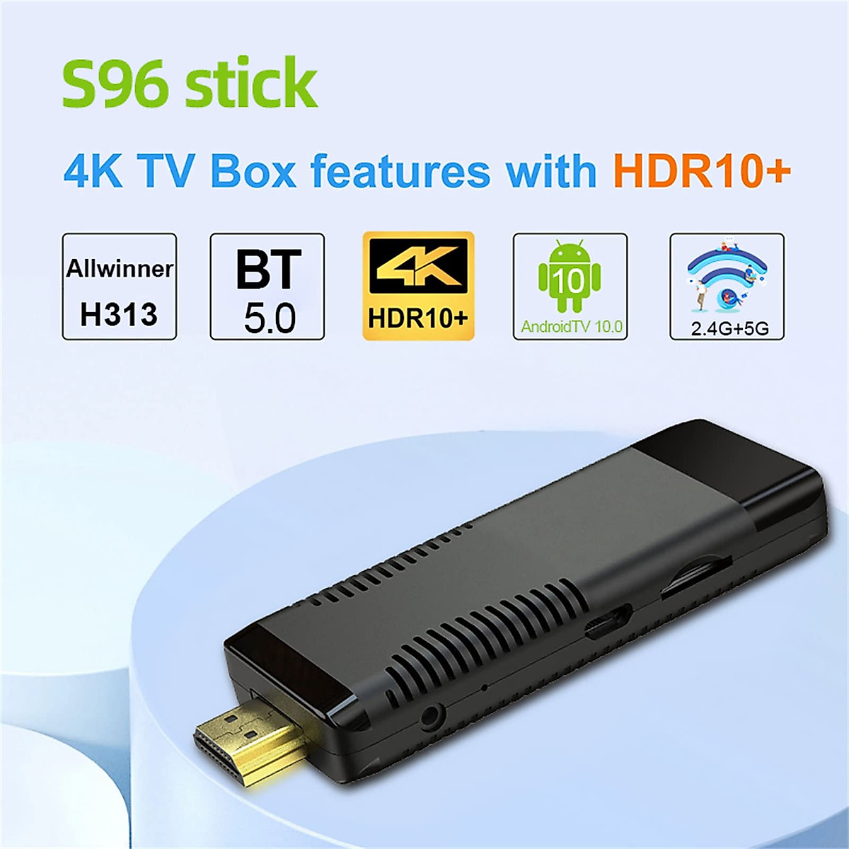 Smart TV Stick S96 Stick Android TV Box AllWinner H313 2.4G/5G WiFi Android 10.0 Top Box Bluetooth Voice Remote Control fire Stick tv 4k (2GB+16GB)