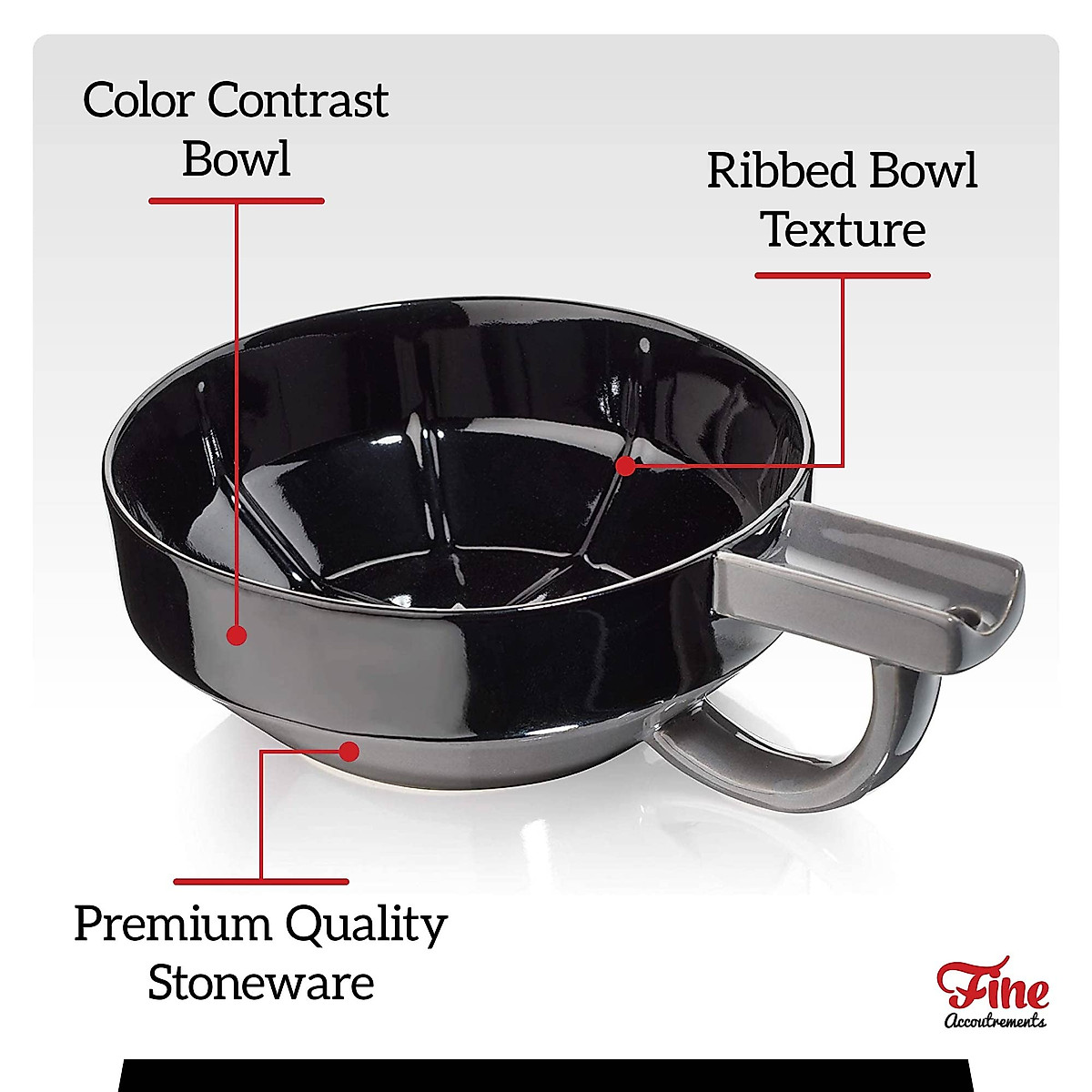 Fine ﻿Mr Lather Bowl, ﻿Gentleman's Ceramic Shaving Cream Bowl, Aerating Ribbed ﻿Texture, Brush Holder, Wall Mount Hole, Dark Bowl for Visual Contrast, Premium Stoneware Construction (Black)