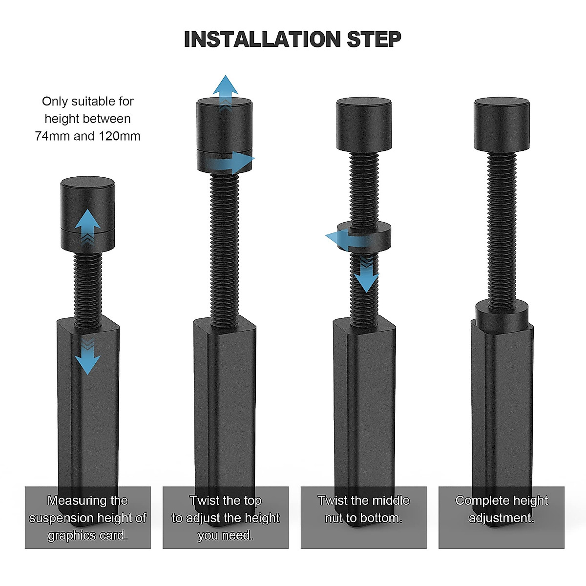 1Pack GPU Support Bracket, Height Adjustable Graphics Card Brace, Telescopic Rotary GPU Anti Sag Holder Compatiable with MSI AMD NVIDIA