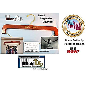 Hold-Ups Patented Hang-up Hardwood Suspender Hanger and Closet Organizer for Suspenders