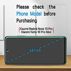 Slanku [3-Pack] Screen Protector for Xiaomi Redmi Note 10 Pro, Note 10 Pro Max Tempered Glass, 9H Hardness, AntiScratch, Bubble-Free, Case Friendly