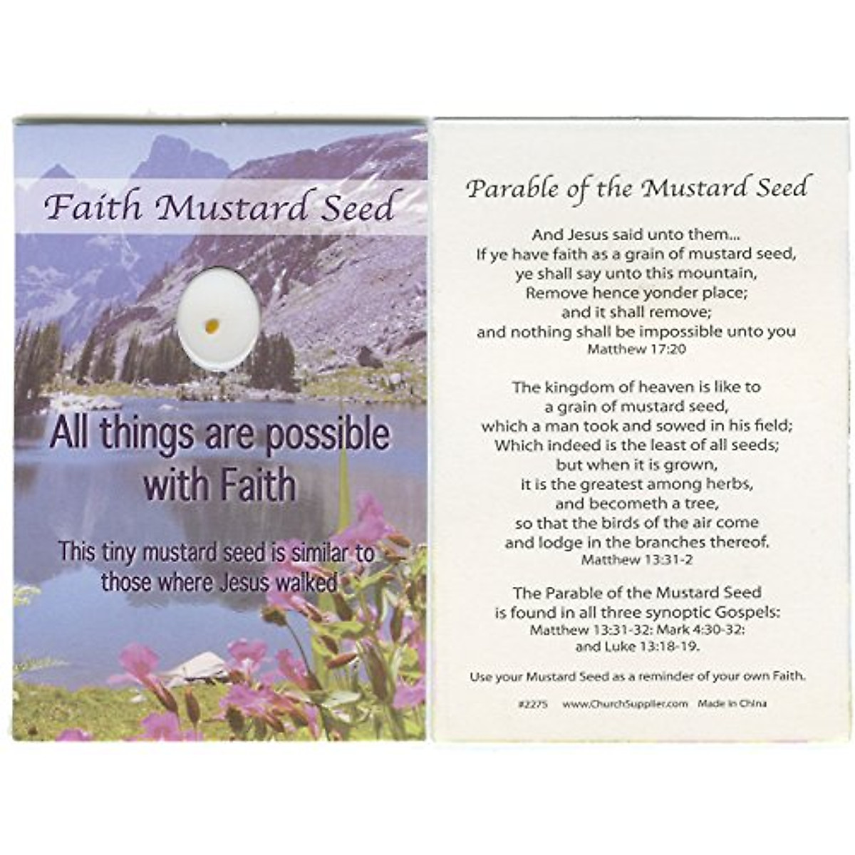 Faith Mustard Seed Wallet Cards with Mustard Seed (Pack of 12)