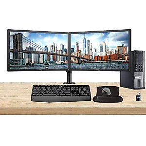 Dell Optiplex 9020 Desktop with Intel i7-4770, 16GB DDR3, 500GB SSD, Windows 10, 2 x 24 Inch Monitors, Monitor Stand, Keyboard and Mouse, WiFi, Mousepad (Renewed)