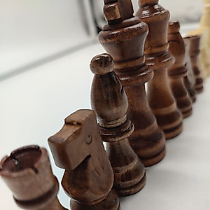 YB-OSANA 62 Pieces Wooden Checker Pieces & Chess Pieces 2 in 1 Chess Game Set Board Games Accessories Classic Wooden Chess Game Set in 2 Styles and 2 Colors