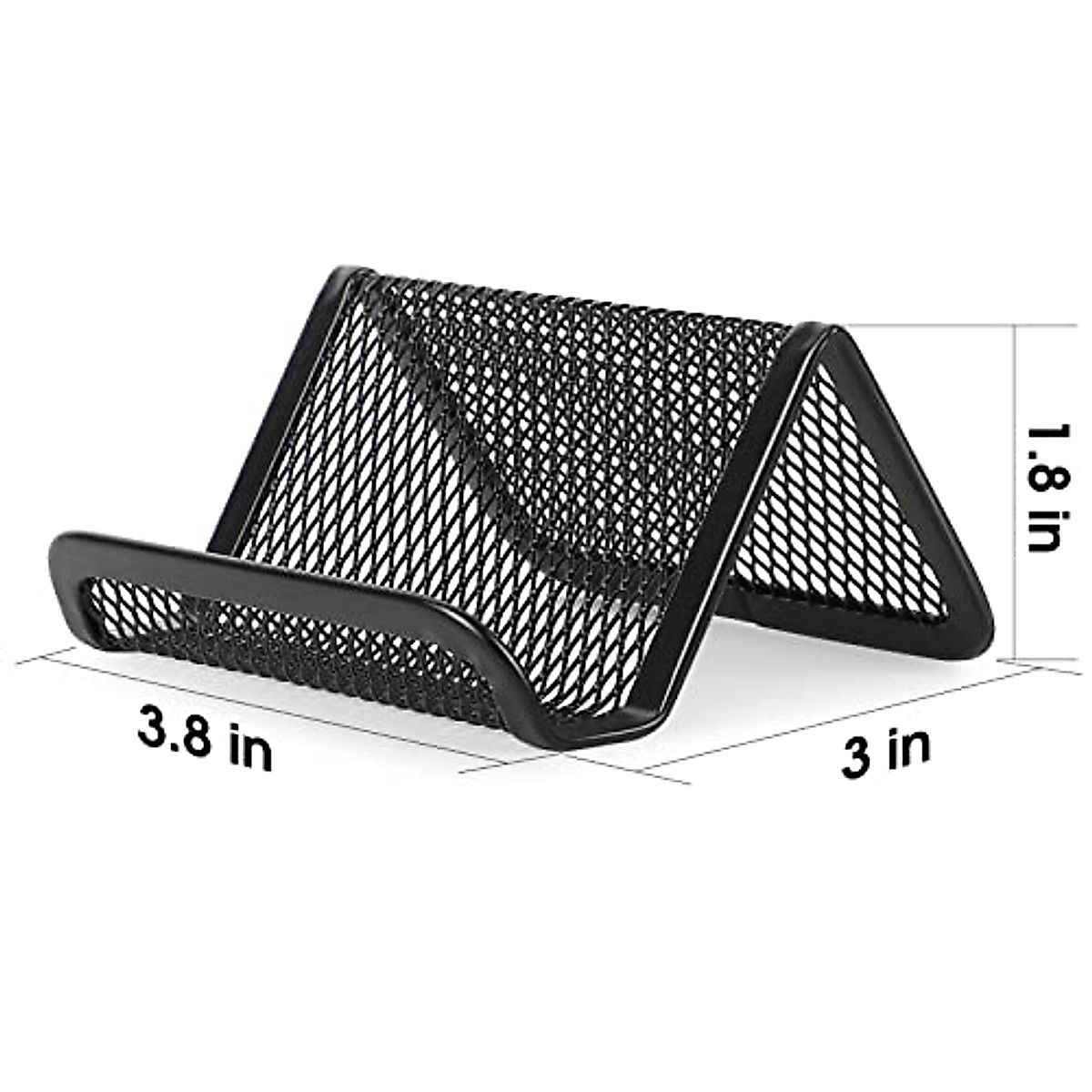 MaxGear Business Card Holder for Desk Metal Business Card Display Holders Mesh Business Cards Holder Stand 3 Pack Desktop Name Card Organizer, Capacity: 50 Cards, Black