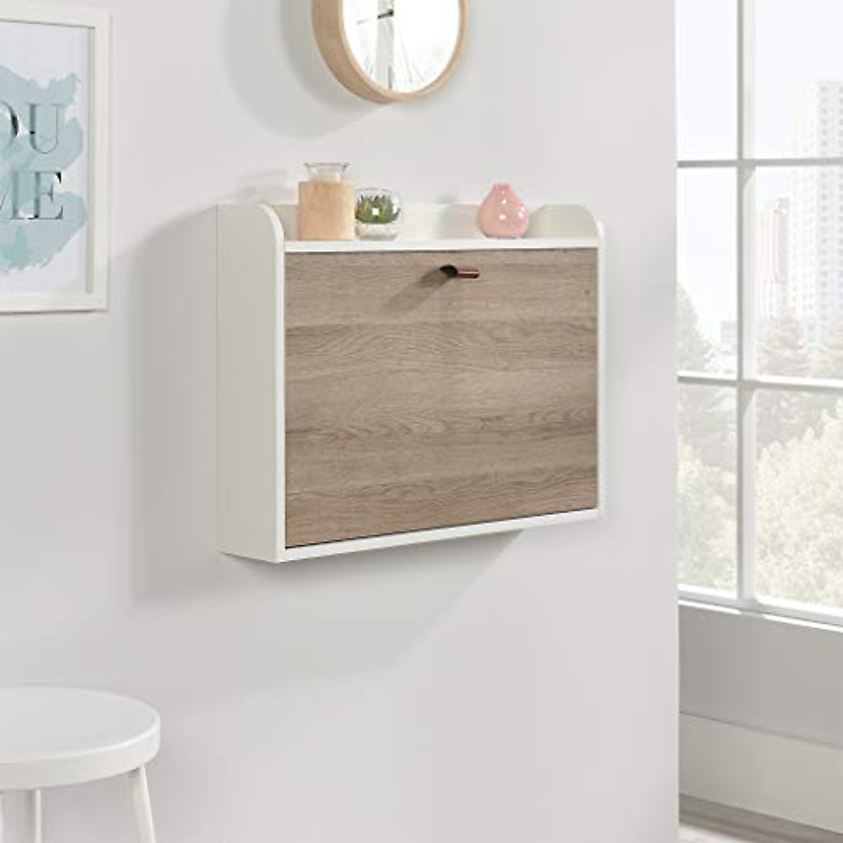 Sauder Anda Norr Wall Desk, White Finish