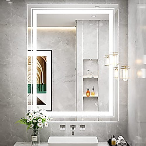 JSneijder 28x36 led Bathroom Mirror,led Mirror with Lights,Dimmable Anti-Fog Mirror