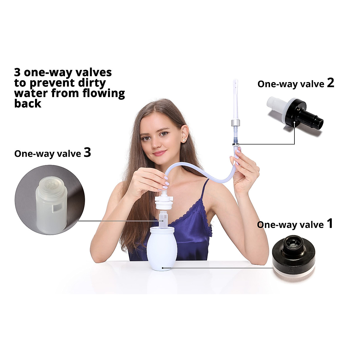 RVDKBULB 2" Large Opening Vaginal Douche Bottle with Back-Flow Prevention - Vaginal Douche for Women, Comes with A Wrench, Free of PVC & Phthalates & BPAs, 15 Fl Oz, White