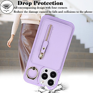 Ｈａｖａｙａ for iPhone 14 pro max Case magsafe compatible iphone 14 pro max phone case with Card Holder for women leather zipper phone wallet detachable 2-in-1 magnetic-Purple